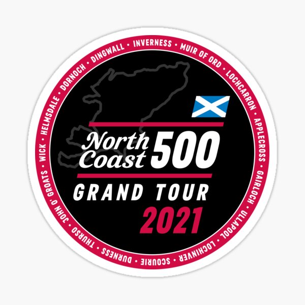 "North Coast 500 (NC500) Grand Tour 2021 Sticker (warm red)" Sticker ...