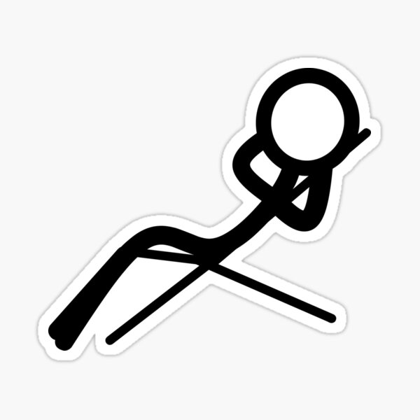 "Stickman reclining on a beach chair, possibly on vacation. " Sticker ...