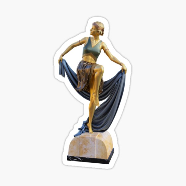 "Art Deco Female Statuette holding Drape" Sticker for Sale by ...
