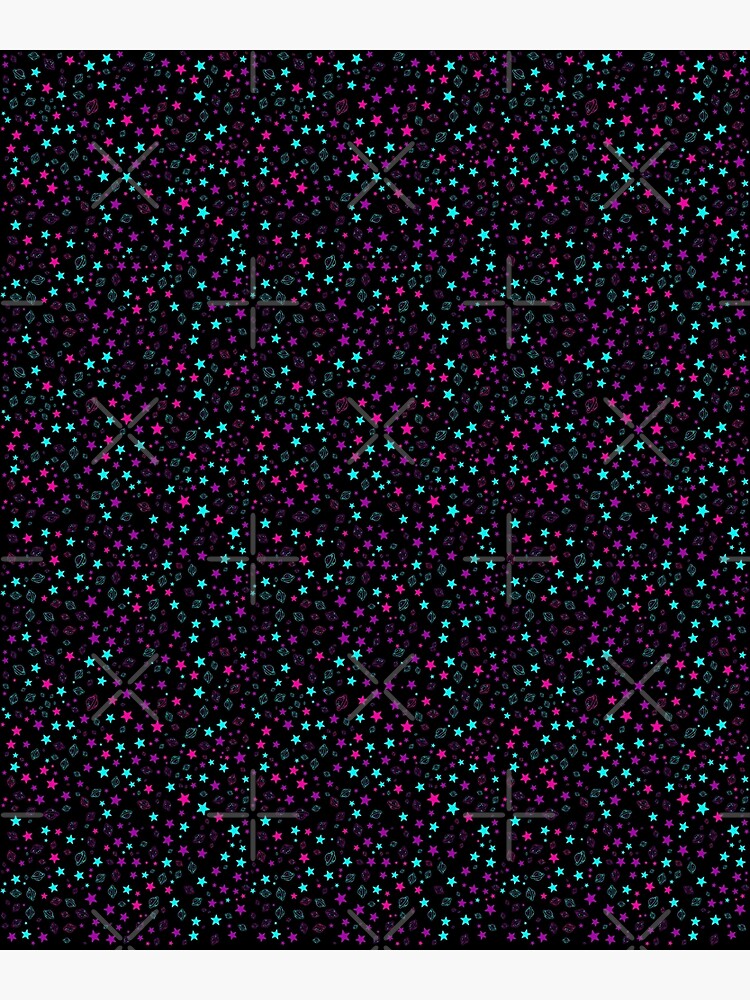 " Pink,Cyan,and Purple Stars in Black Space Pattern artwork " Art Print ...