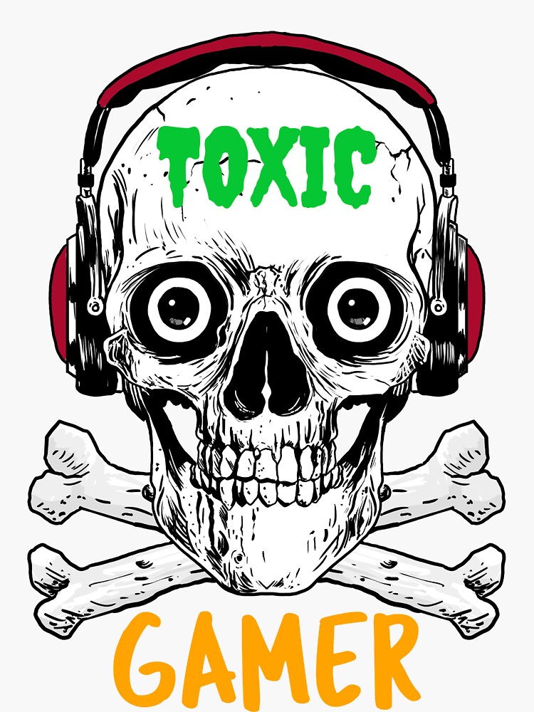 "Toxic Gamer Skull and bones" Sticker for Sale by louis-mallace | Redbubble