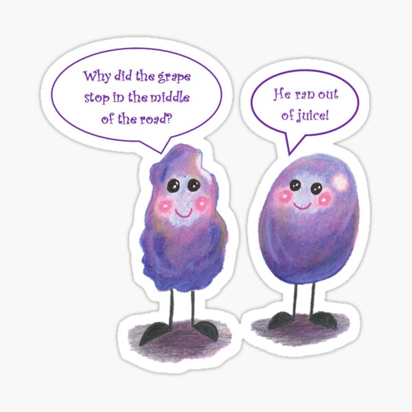 "Cute Grape 'n' Raisin Pun" Sticker for Sale by GabiBrounstein | Redbubble