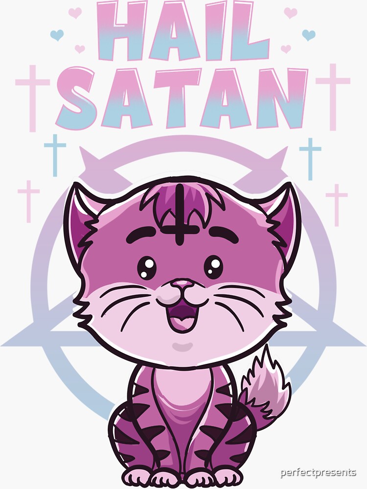 "Cute Hail Satan Cat Pun Kitty Satanic Heavy Metal" Sticker for Sale by ...