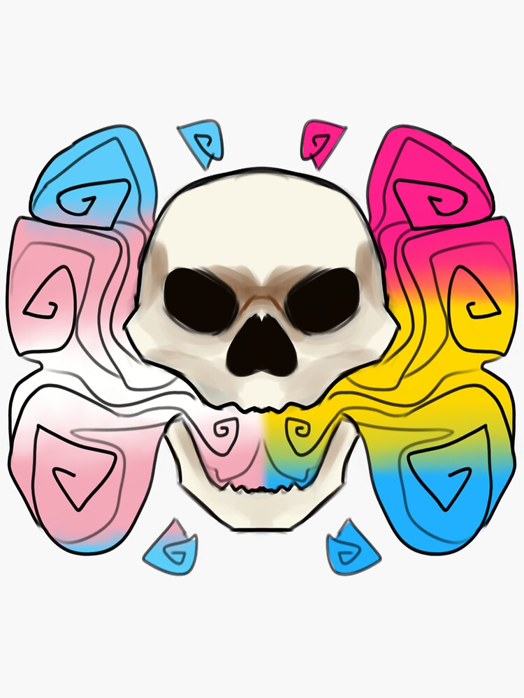 "trans pan pride skull" Sticker for Sale by acedog | Redbubble