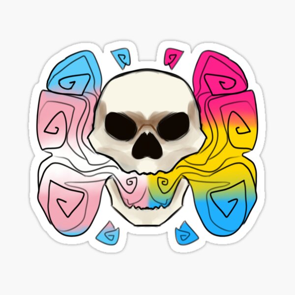 "trans pan pride skull" Sticker for Sale by acedog | Redbubble