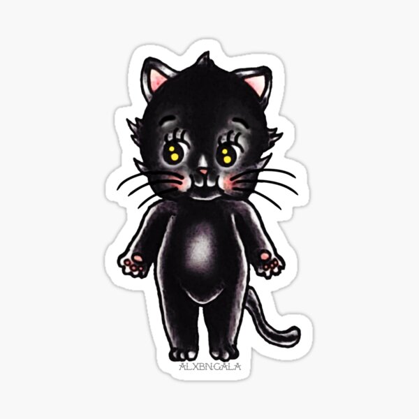 "Black Cat Kewpie" Sticker for Sale by alxbngala | Redbubble