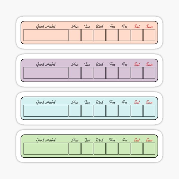 "weekly habit tracker in pastel kawaii momo journaling style" Sticker ...