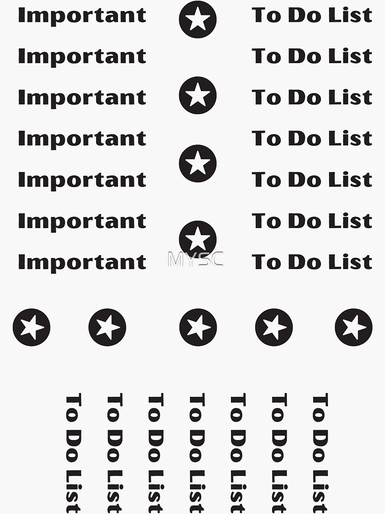 "Important To Do List Sticker Pack 2" Sticker for Sale by MYSC | Redbubble