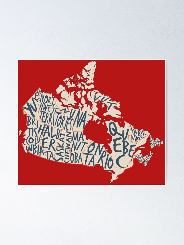 "Canada map country, map of Canada. Lettering, typographic design ...