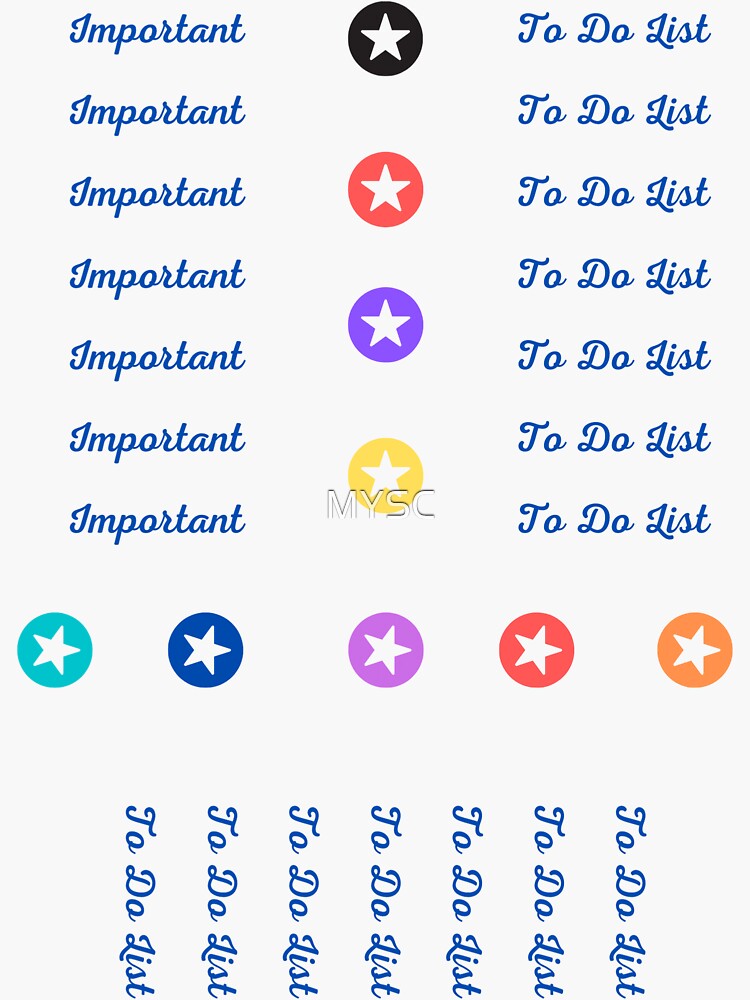 "Important To Do List Sticker Pack 6" Sticker for Sale by MYSC | Redbubble