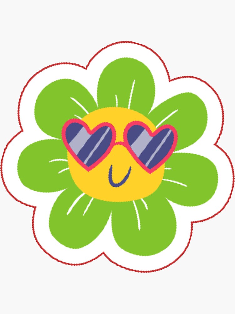 "Green flower with emoji : Flower like Sunflower" Sticker by ...