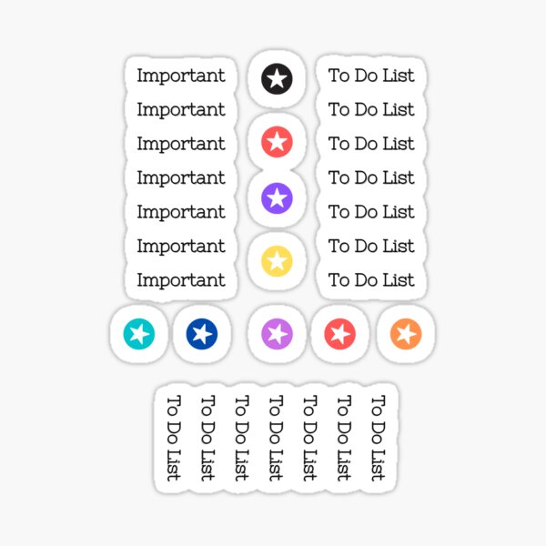 "Important To Do List Sticker Pack 8" Sticker for Sale by MYSC | Redbubble