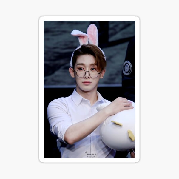 "Bunny eared wonho" Sticker for Sale by victoriiareyes | Redbubble