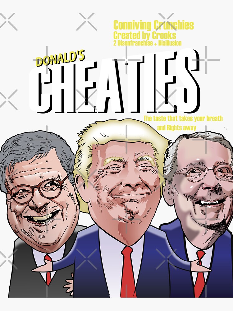 "Trump Cheaties Serial" Sticker for Sale by dave-ulmrolls | Redbubble