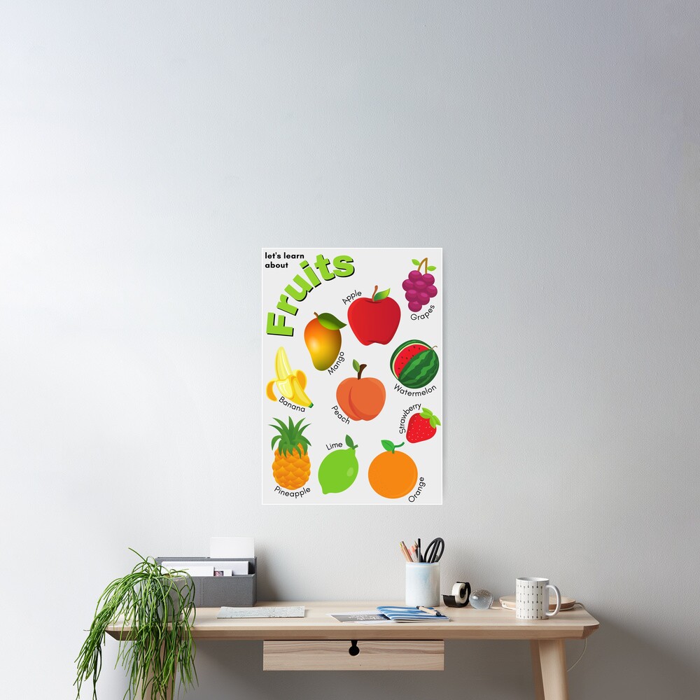 "Colorful learning poster for children - Fruits" Poster by ...