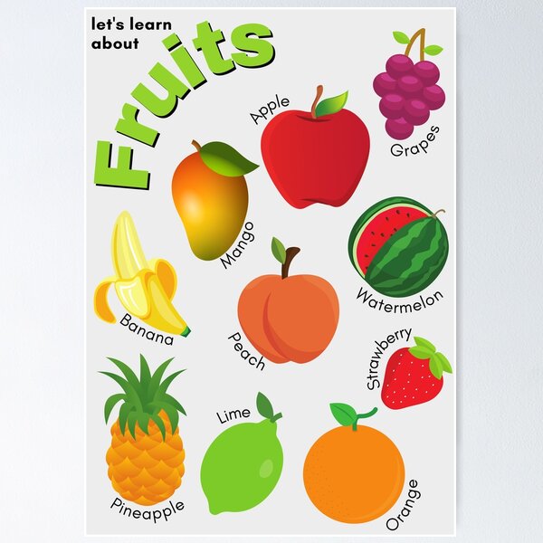 "Colorful learning poster for children - Fruits" Poster for Sale by ...