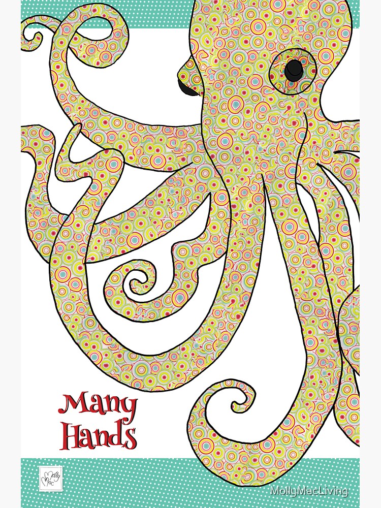"Octopus - Many Hands" Sticker by MollyMacLiving | Redbubble
