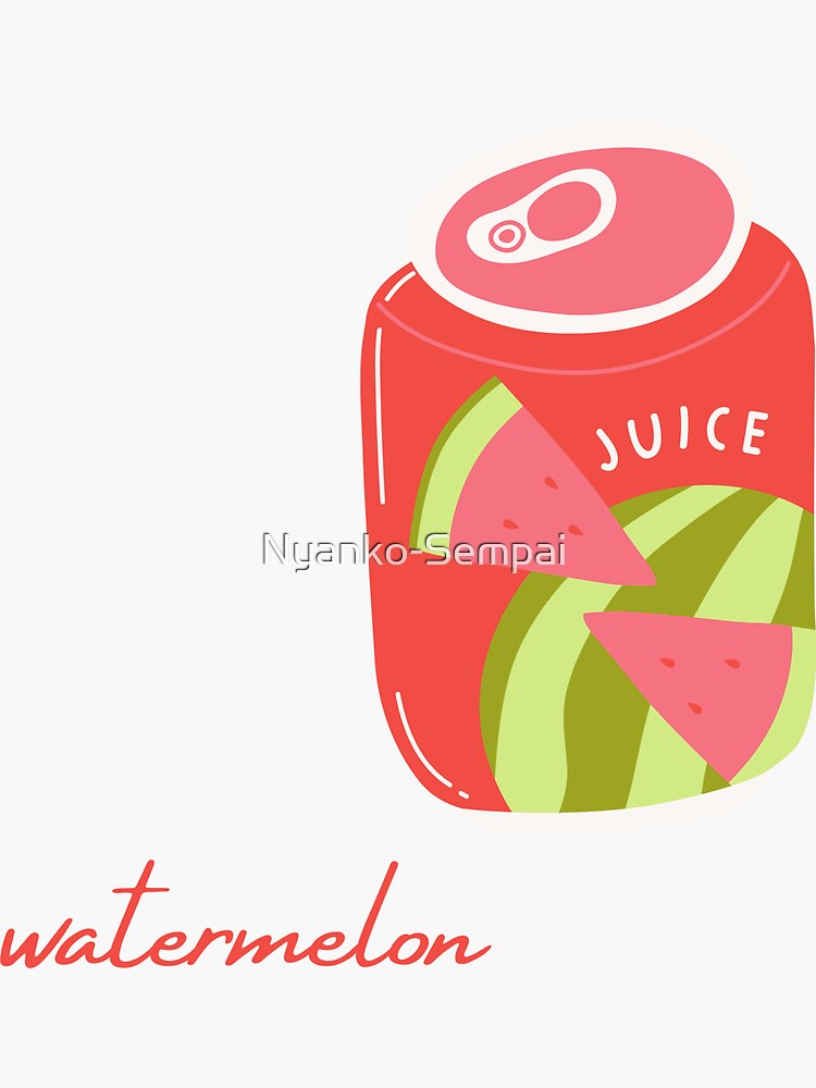 Pegatina «Lata de jugo de sandía kawaii» de Nyanko-Sempai | Redbubble