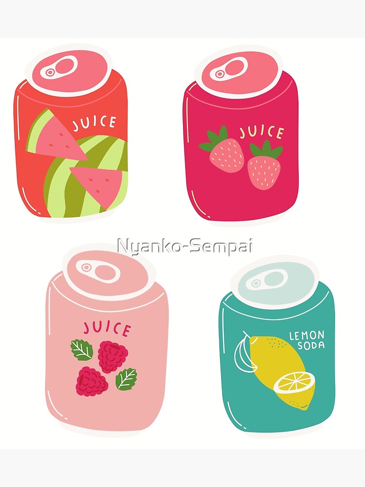 Póster «Paquete de pegatinas de lata de jugo kawaii» de Nyanko-Sempai ...