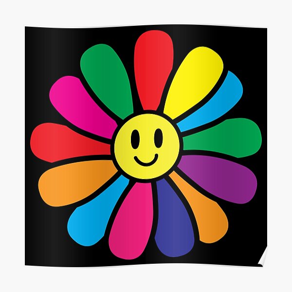 "Rainbow Daisy Happy Face Flower" Poster by TrashFlower | Redbubble