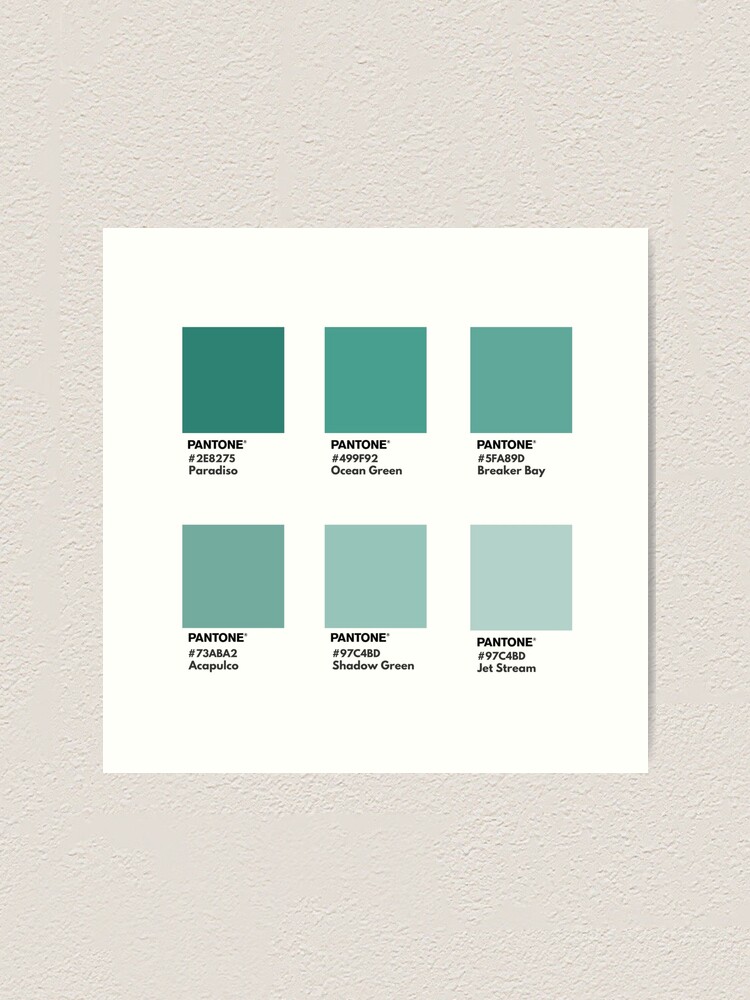 "Blue green pantone color swatch" Art Print for Sale by softlycarol ...