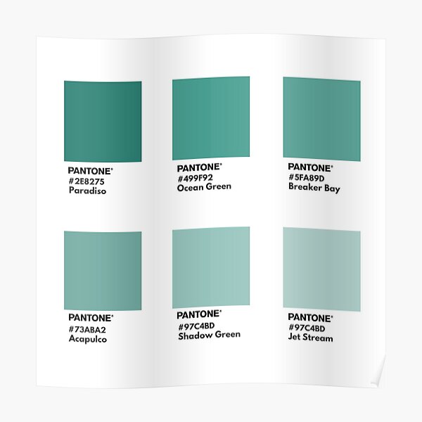 "Blue green pantone color swatch" Poster for Sale by softlycarol ...