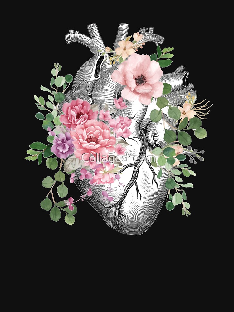 Bloom Floral Heart Human Anatomy Pink Roses Flowers T Shirt For Sale