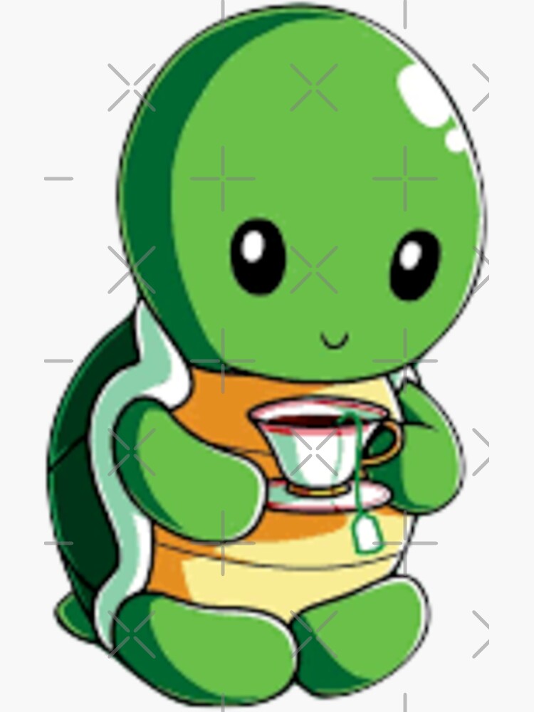 "Cute turtle drinking tea sticker" Sticker for Sale by Cuteshoppe ...