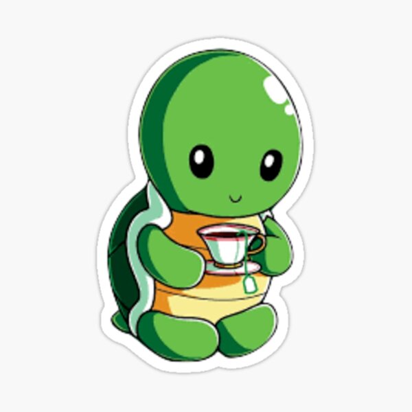 "Cute turtle drinking tea sticker" Sticker for Sale by Cuteshoppe ...