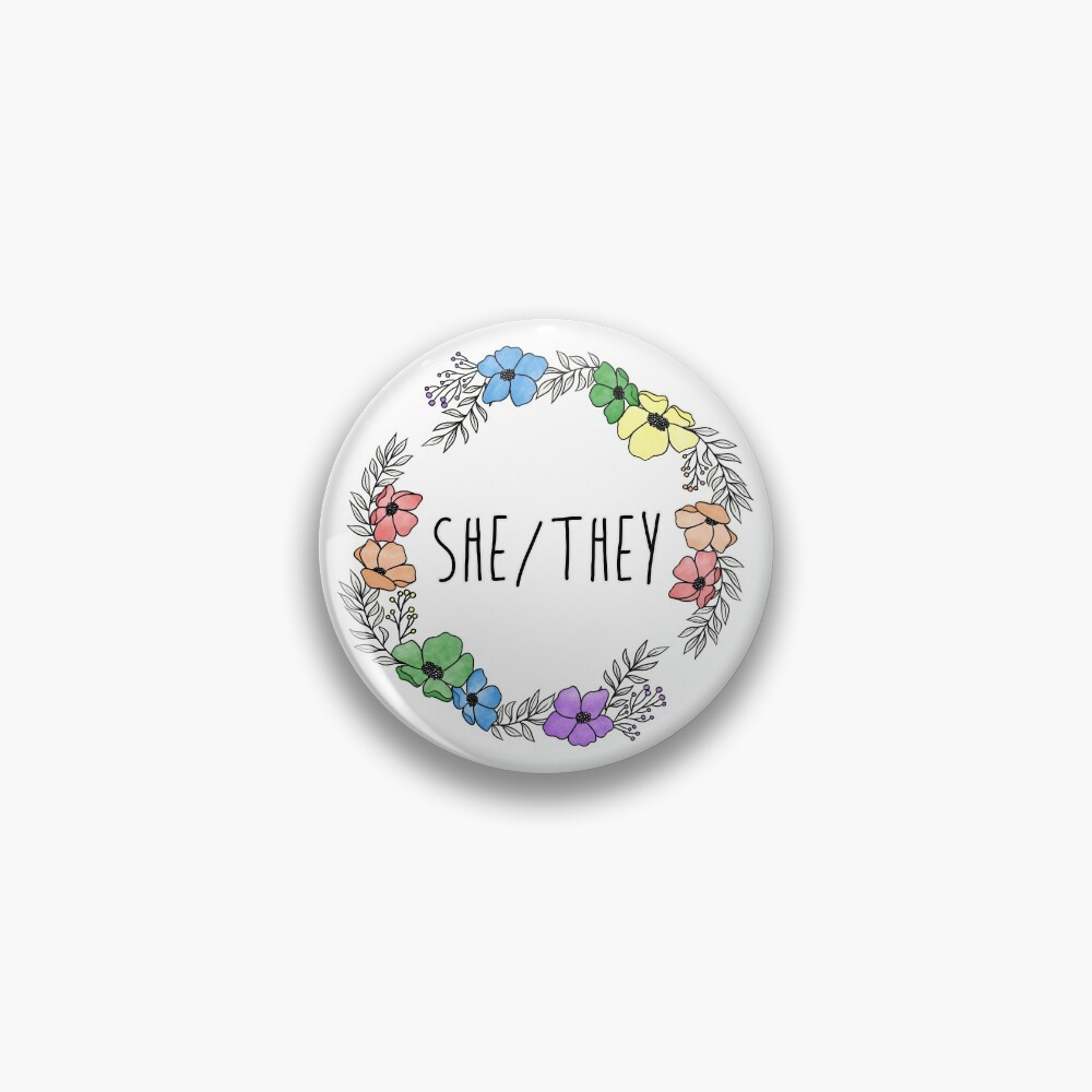 "She / They - LGBTQ + flag" Pin for Sale by autumn-leave | Redbubble