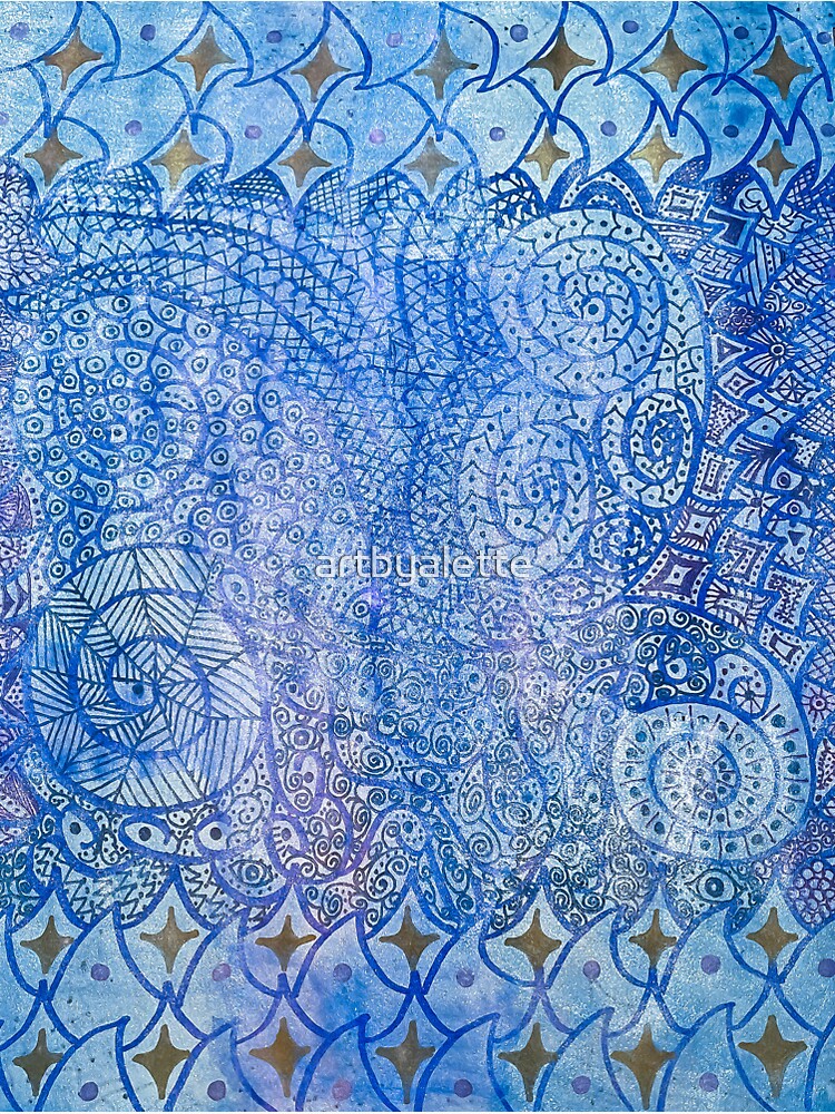 "Intricate Blue Zentangle Ocean Waves" Sticker for Sale by artbyalette ...