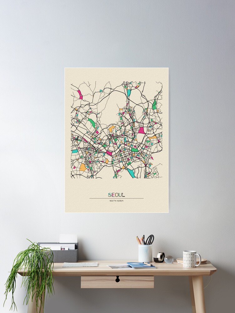 "Seoul, South Korea Street Map" Poster for Sale by A Deniz Akerman ...