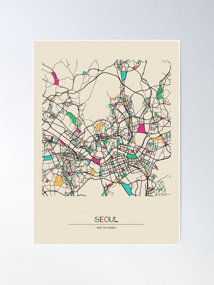"Seoul, South Korea Street Map" Poster for Sale by A Deniz Akerman ...