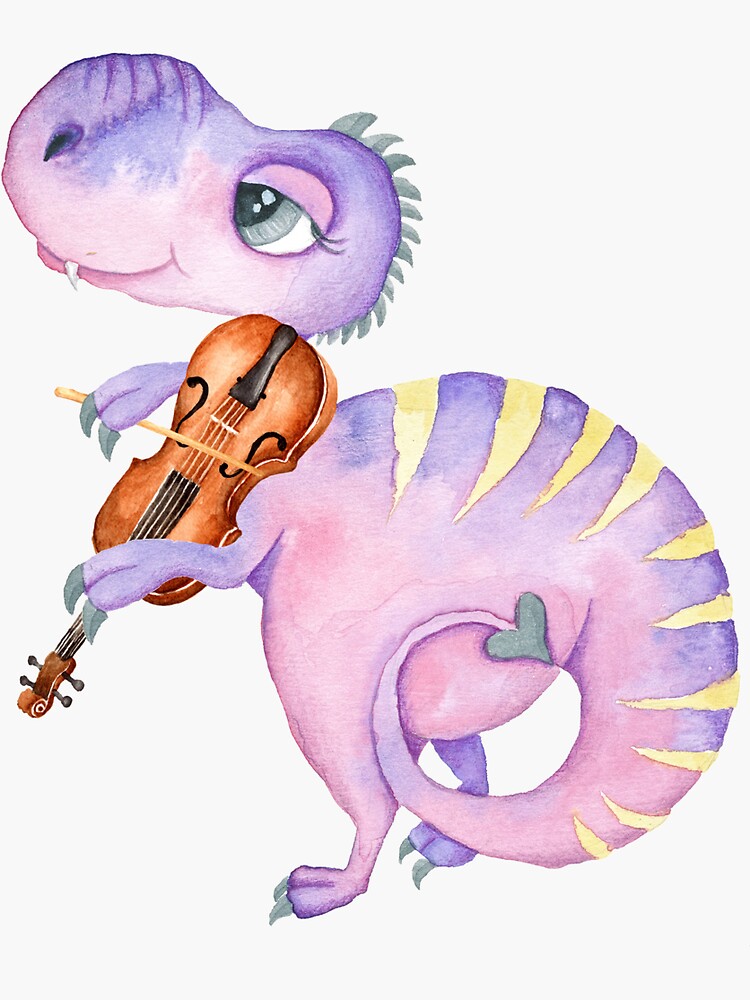 "Violin Player Dinosaur - The Dino Violinist" Sticker for Sale by ...