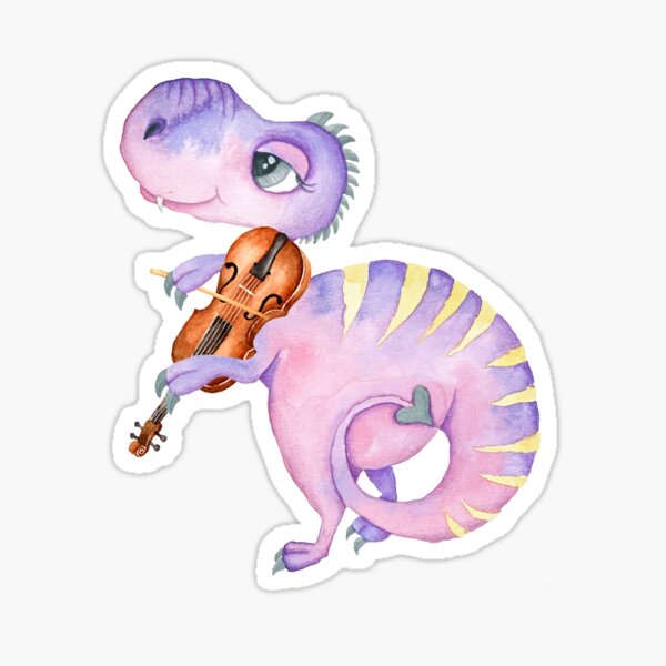"Violin Player Dinosaur - The Dino Violinist" Sticker for Sale by ...