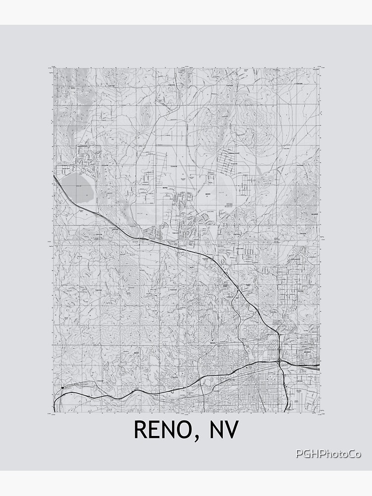 "Reno, NV Quad Topographical Map Grey" Sticker for Sale by PGHPhotoCo ...