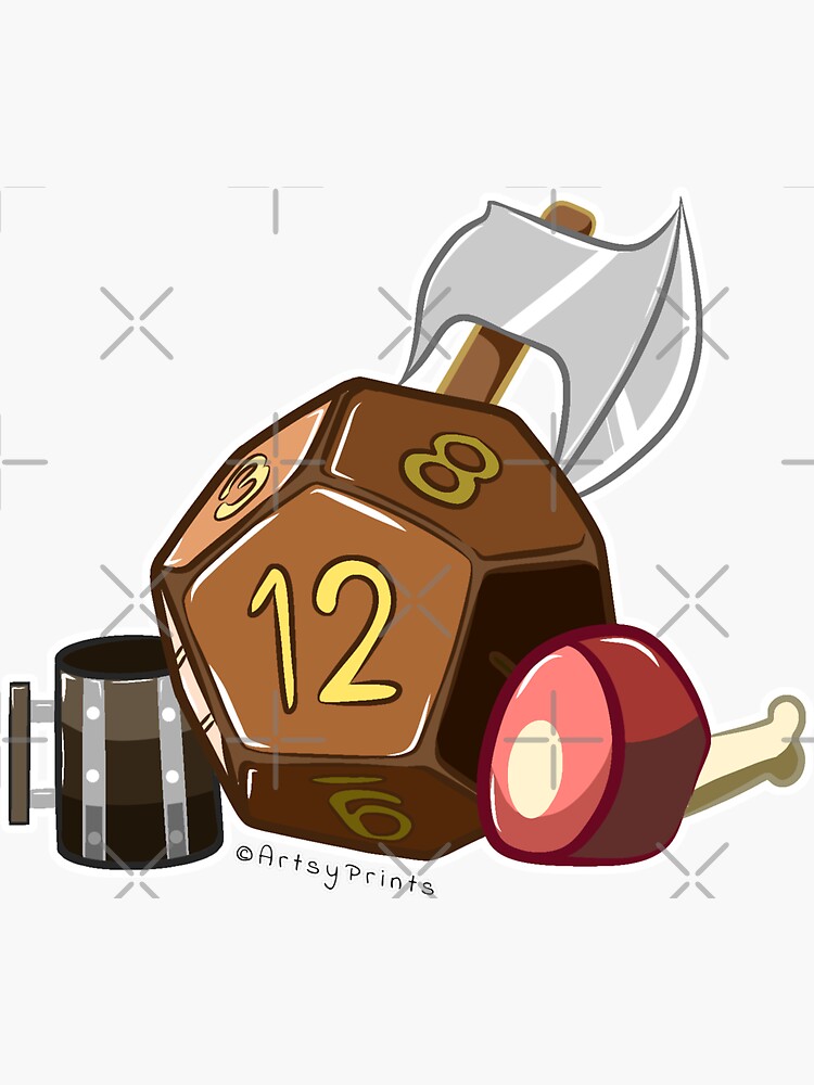 "DnD Barbarian Hit Dice" Sticker for Sale by ArtsyPrints | Redbubble