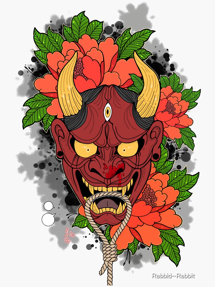 "Oni Mask Tattoo" Sticker for Sale by Rabbid--Rabbit | Redbubble
