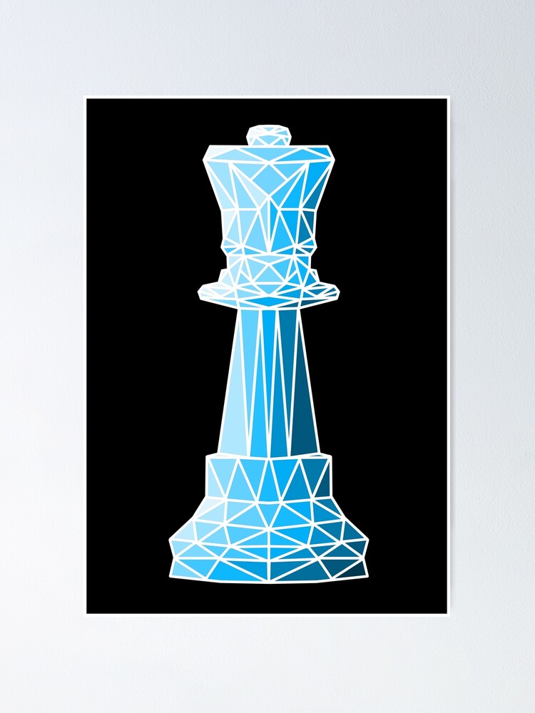"Geometric blue chess queen" Poster by felinefeelings | Redbubble