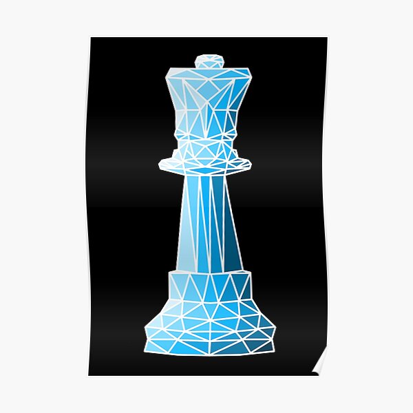 "Geometric blue chess queen" Poster by felinefeelings | Redbubble