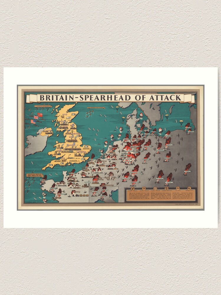 "Vintage WW2 British Military Map 1944" Art Print by kiee | Redbubble