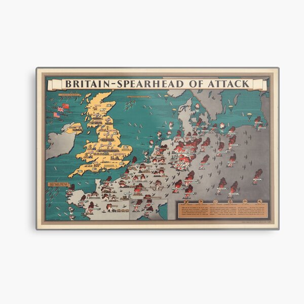 "Vintage WW2 British Military Map 1944" Metal Print by kiee | Redbubble