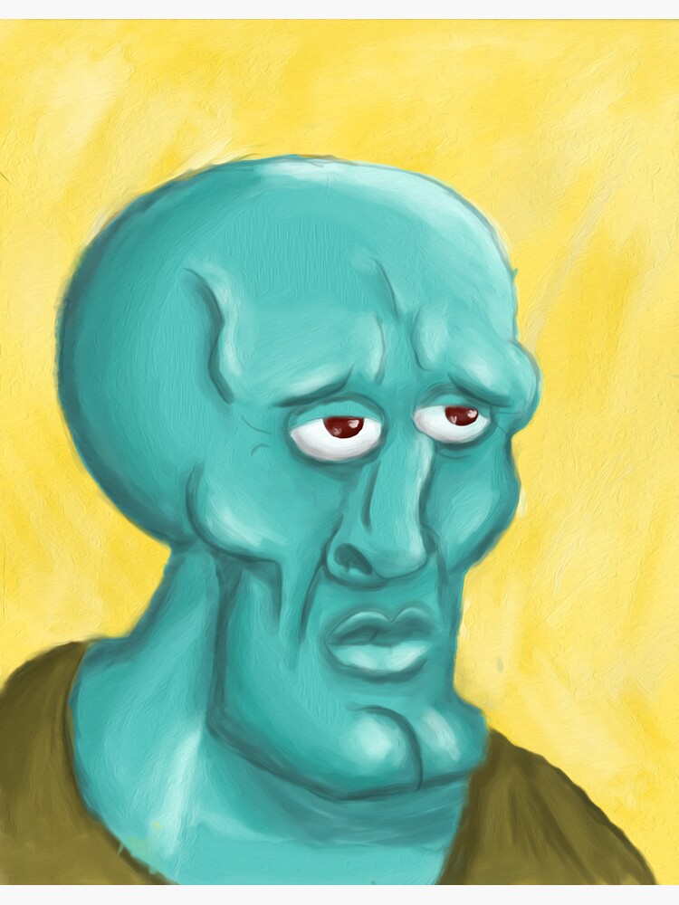 "Handsome Squidward paint" Sticker for Sale by HawkFanDecor | Redbubble