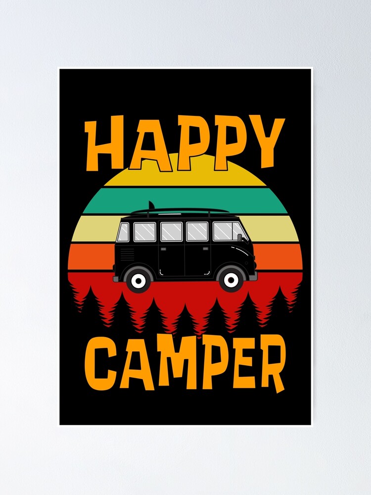 "Happy Camper Essential Outdoor Classic Sticker And Shirt Design ...