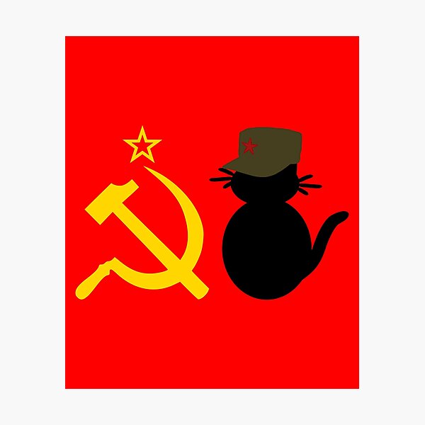 Lámina fotográfica «Gato comunista - URSS Rojo» de AJ-DesignCo | Redbubble