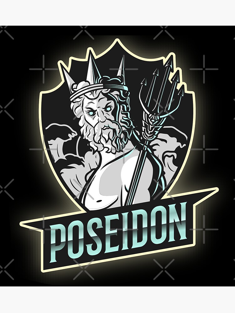 "Neon Blue Poseidon Ancient Greek God" Sticker by VaniniLuxury | Redbubble