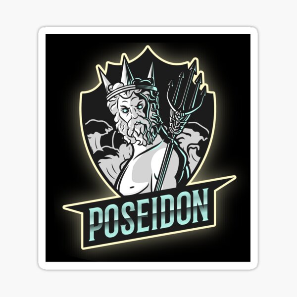 "Neon Blue Poseidon Ancient Greek God" Sticker by VaniniLuxury | Redbubble