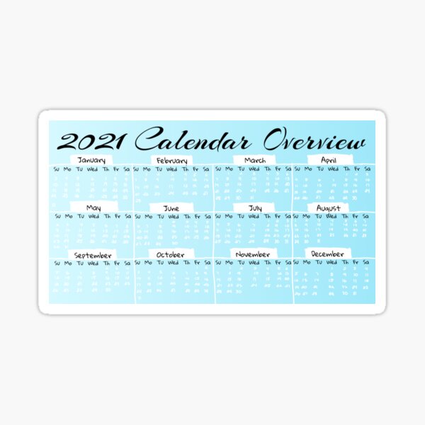 "2021 Calendar Overview" Sticker by vpittore | Redbubble