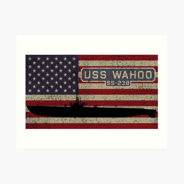 "USS Wahoo SS-238 WW2 Gato class submarine Vintage USA American Flag ...