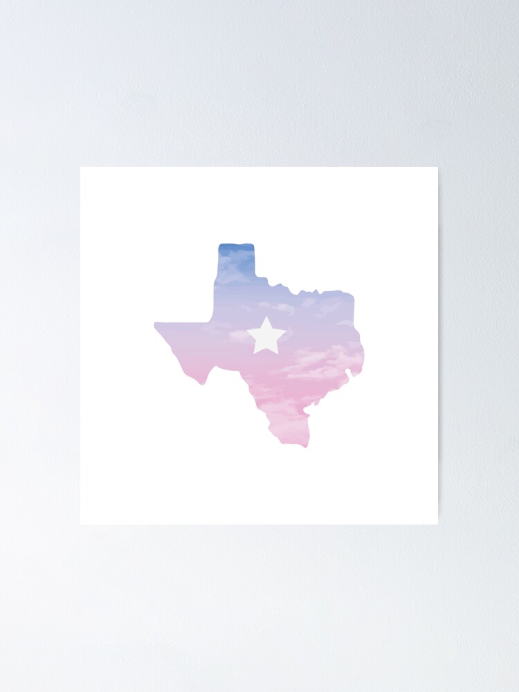 "Texas map lone star pink gradient blue pink abstract art" Poster by ...